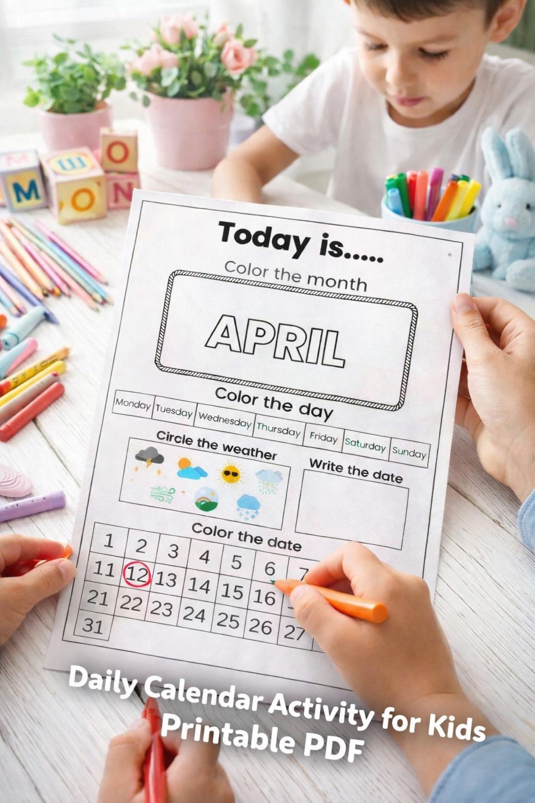 Daily Calendar Worksheet for Kids | Morning Routine Printable ...