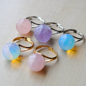 Crystal Orb Ring Crystal Ball Ring Simple Crystal Ring Quartz Crystal ...