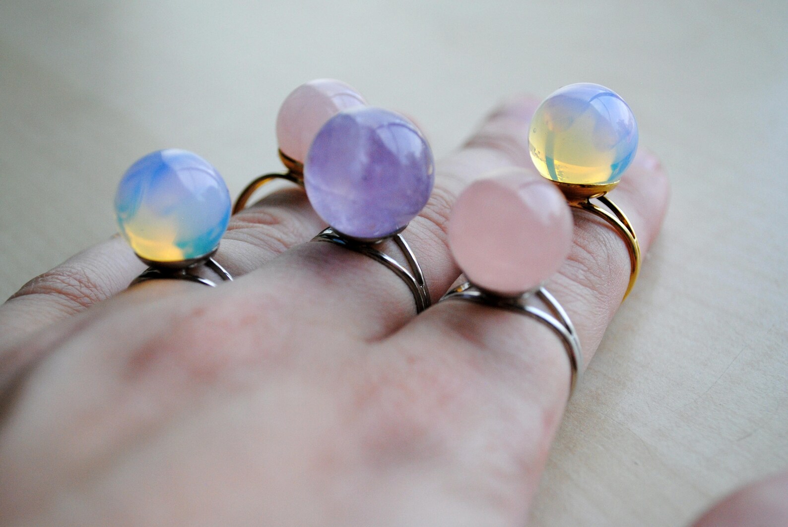 Crystal Orb Ring Crystal Ball Ring Simple Crystal Ring - Etsy
