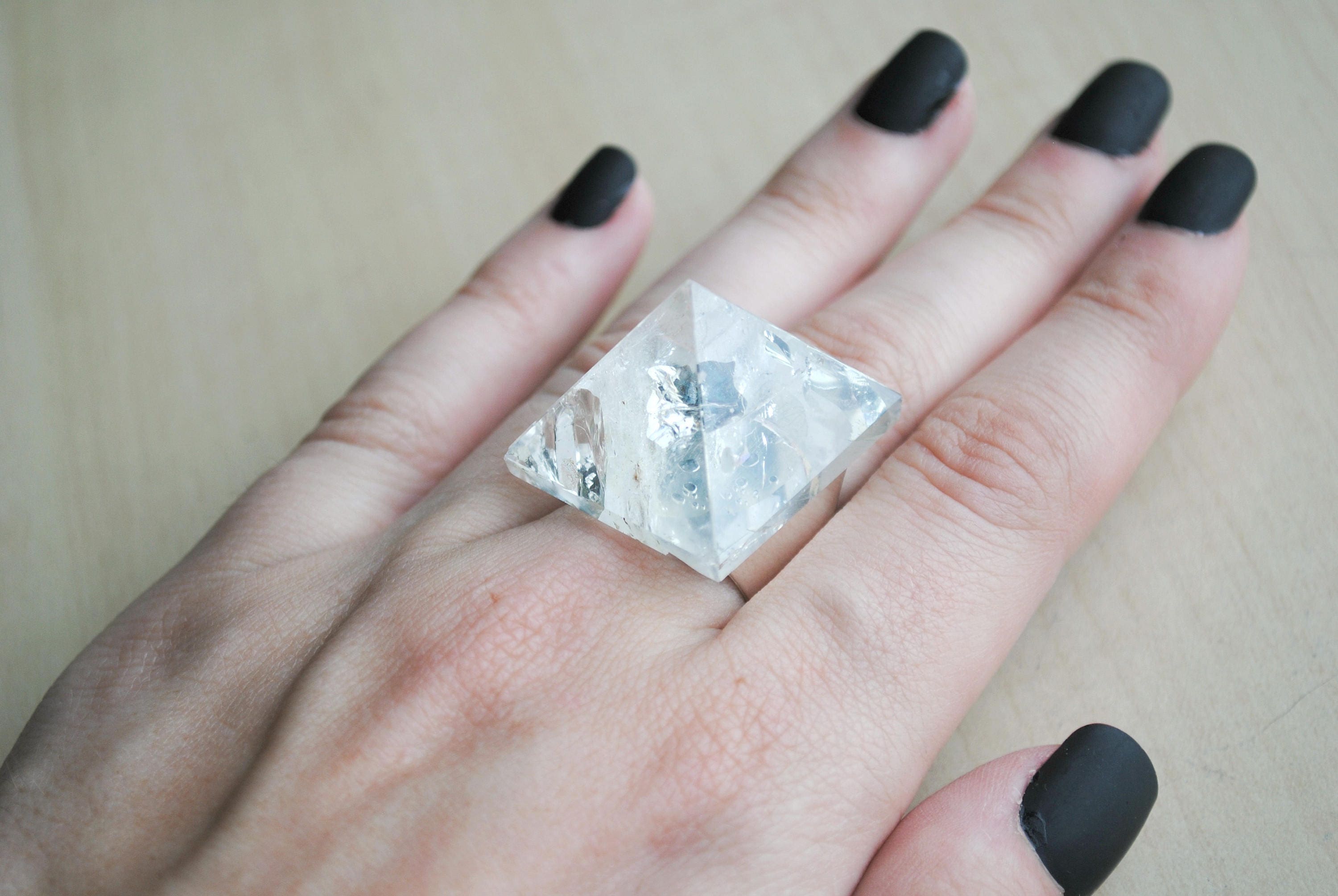 Quartz Pyramid Ring Statement Ring Stone Pyramid | Etsy