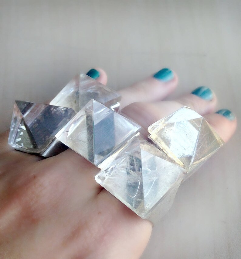 Quartz Pyramid Ring Statement Ring Stone Pyramid | Etsy