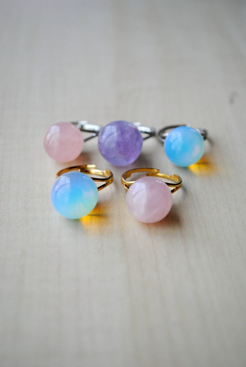 Crystal Orb Ring Crystal Ball Ring Simple Crystal Ring - Etsy