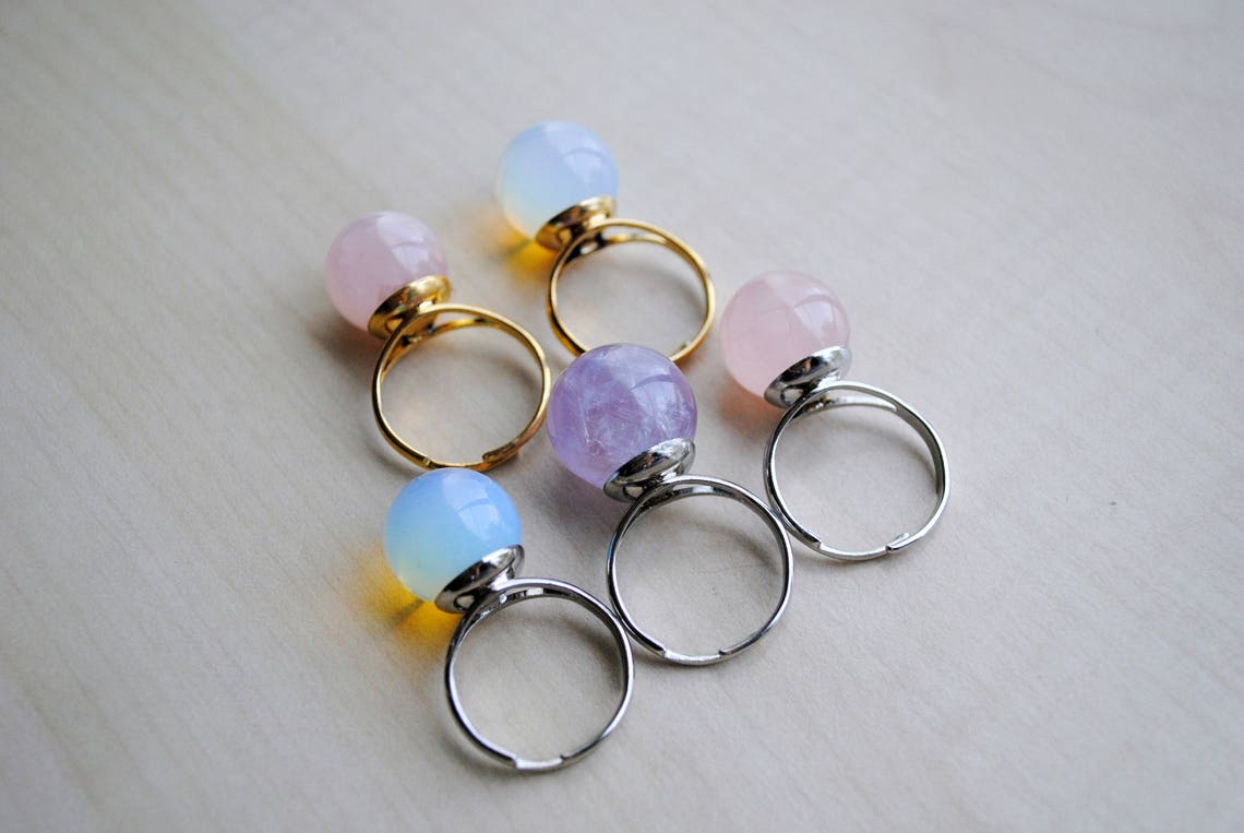 Crystal Orb Ring Crystal Ball Ring Simple Crystal Ring - Etsy