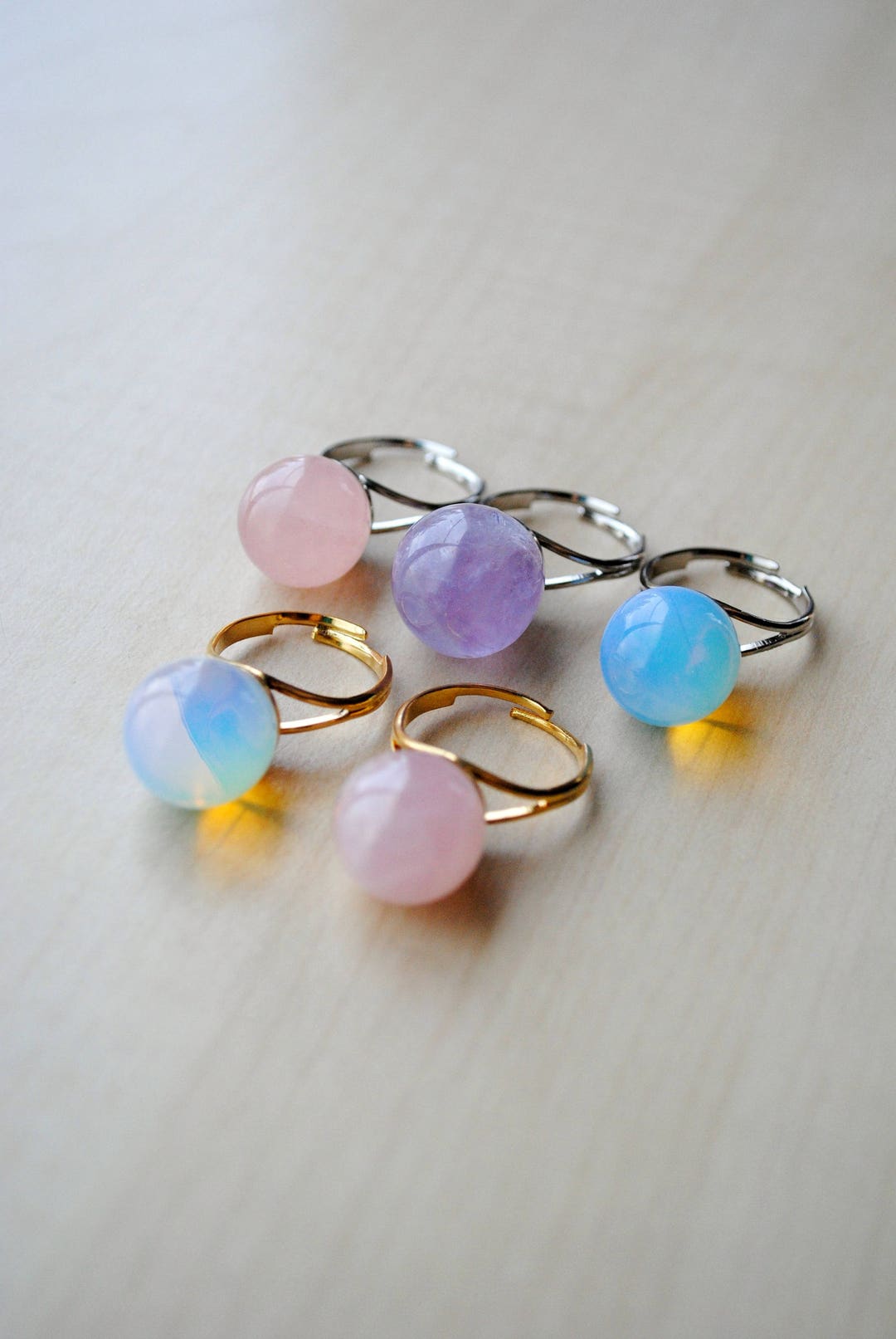 Crystal Orb Ring Crystal Ball Ring Simple Crystal Ring Quartz Crystal ...