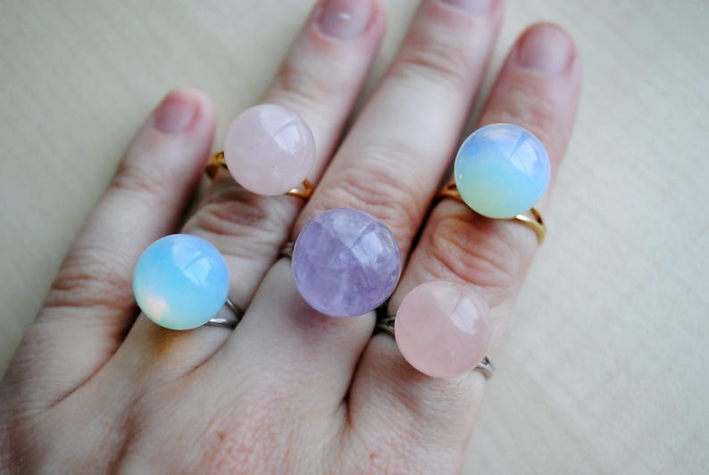 Crystal Orb Ring Crystal Ball Ring Simple Crystal Ring - Etsy