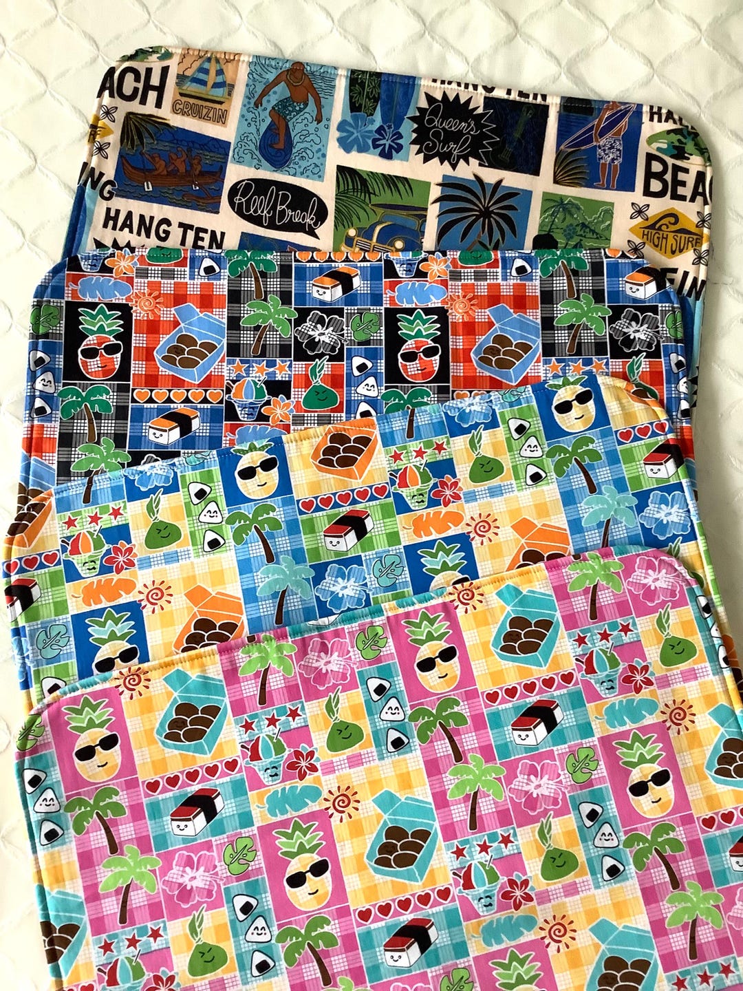 Palaka Prints, and Hawaiian Icons Reversible Placemats, Set of 4 - Etsy