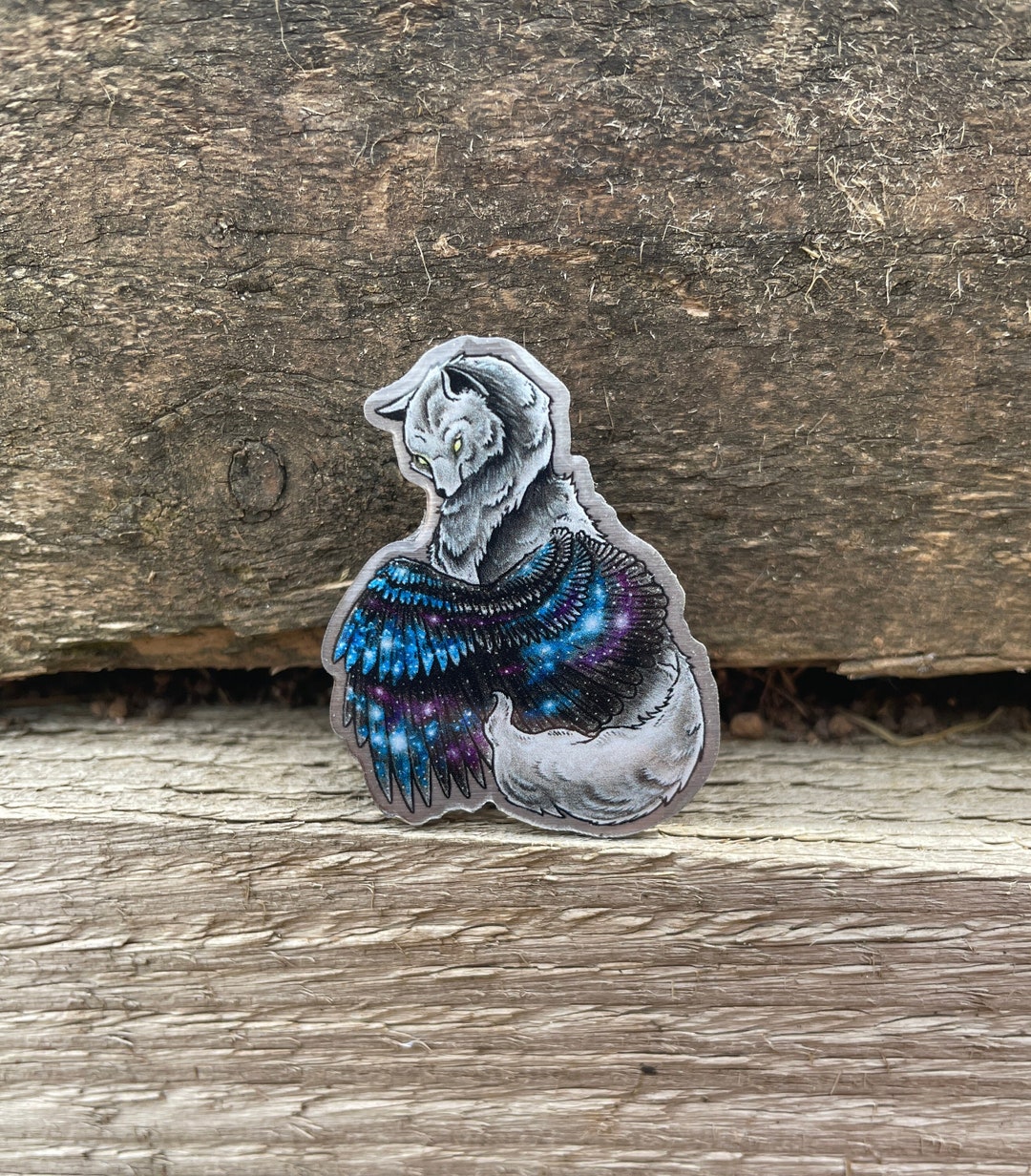 Galaxy Winged Wolf Metal Pin Badge | Fantasy Wolf Animal Pin | Wolf ...