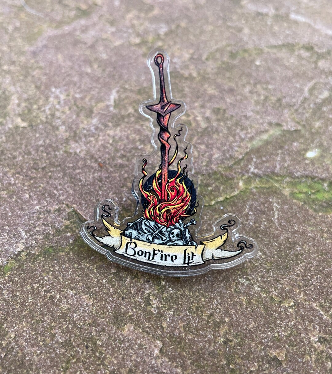 Bonfire Clear Acrylic Pin Badge - Etsy