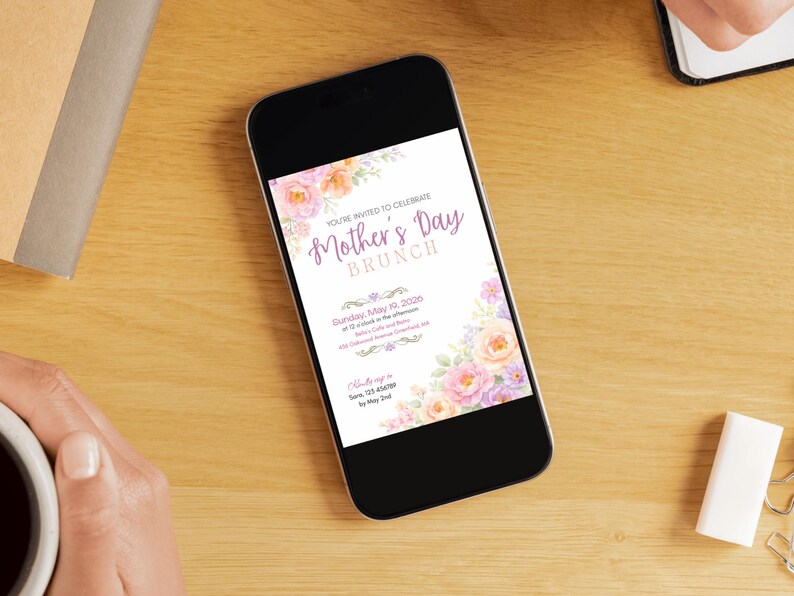 Wildflower Mothers Day Brunch Invitation Editable Canva Template Floral ...