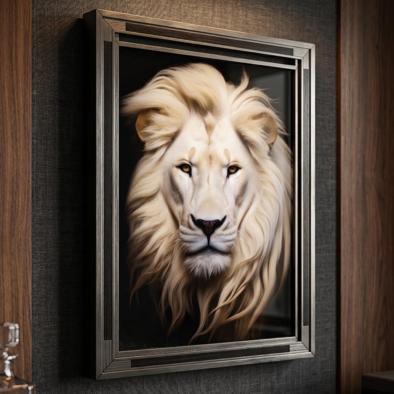 White Lion Art Masculine Noir Executive Office Wall Print - Etsy