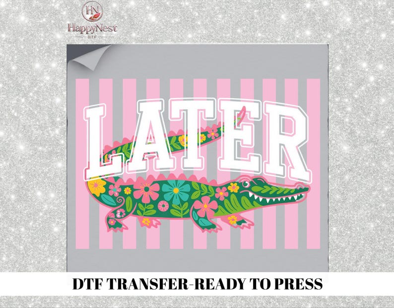 Florida Gator DTF Transfer, Floral Alligator Shirt Print, Preppy ...