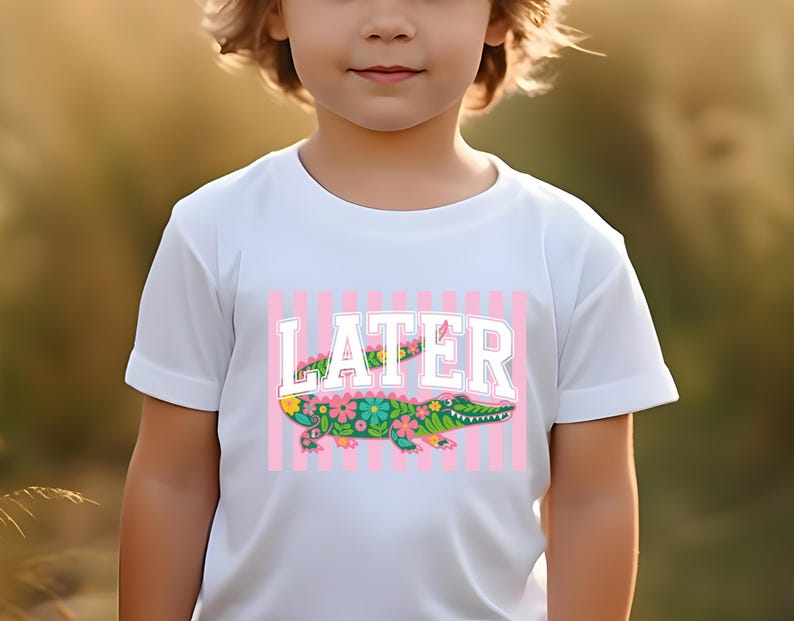 Florida Gator DTF Transfer, Floral Alligator Shirt Print, Preppy ...