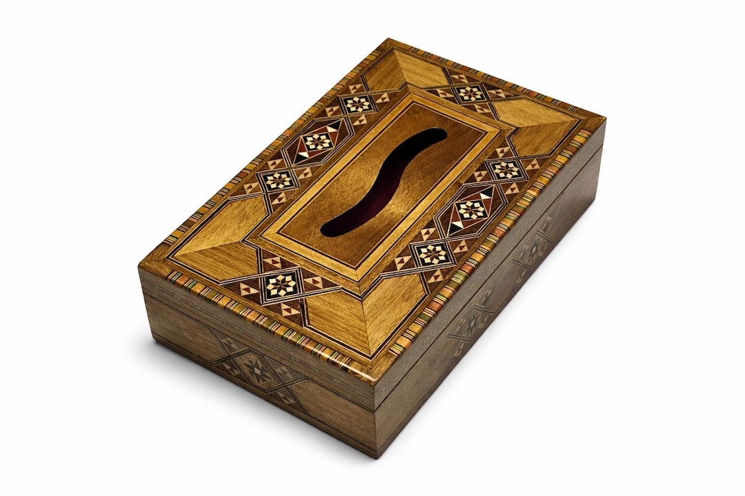 Handcrafted Wooden Tissue Box Cover – Decorative Wood Kleenex Holder ...