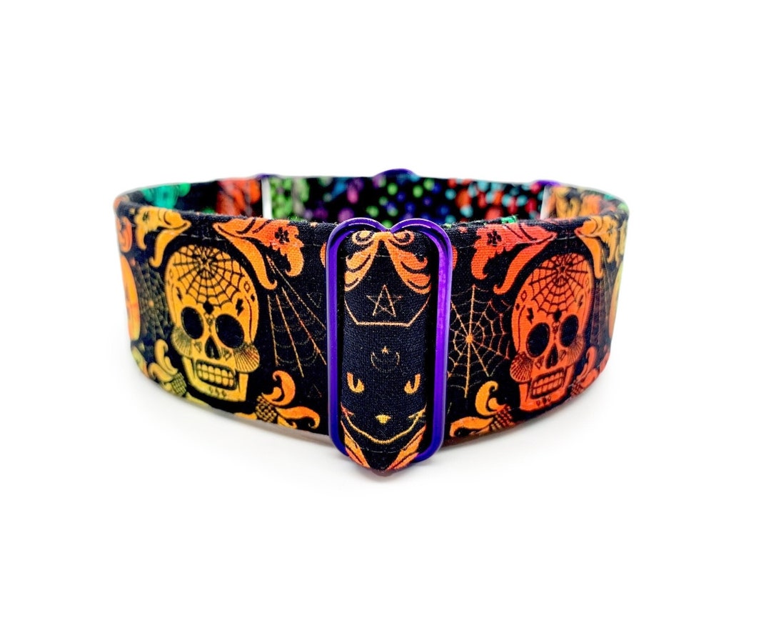 Black Magic Martingale OR Side Release Buckle Dog Collar - 1", 1.5" or ...