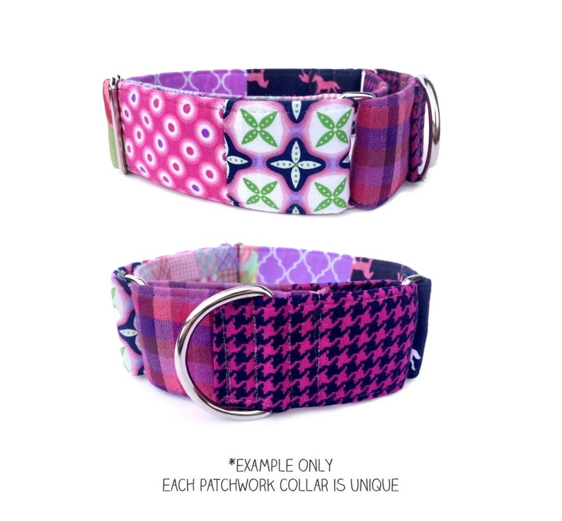 Pink & Purple Patchwork Dog Collar, Unique One of a Kind 1 Inch, 1.5 ...
