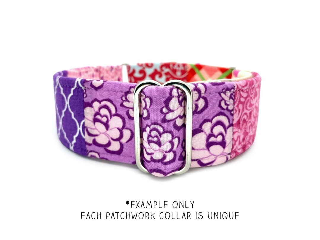 Pink & Purple Patchwork Dog Collar, Unique One of a Kind 1 Inch, 1.5 ...