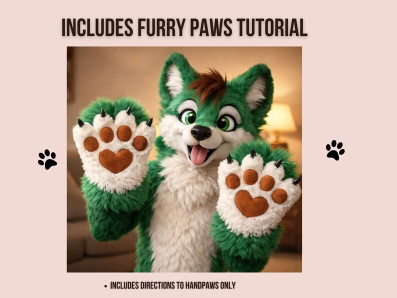 Furry Handpaws Sewing Pattern, Faux Fur Fursuit Paws Tutorial, Cosplay ...