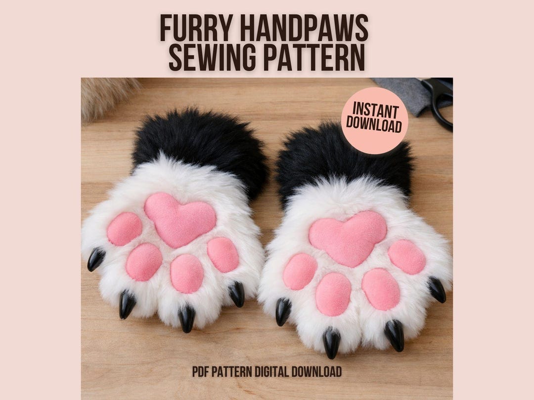 Furry Handpaws Sewing Pattern, Faux Fur Fursuit Paws Tutorial, Cosplay ...