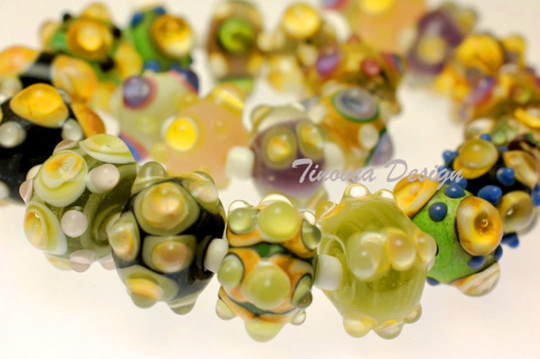 Lampwork Glass Polka Dots Rondelle Beads Set(22) - Etsy