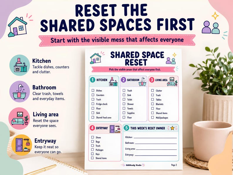Roommate Chore Chart Printable, Apartment Chore Tracker, Roommate ...