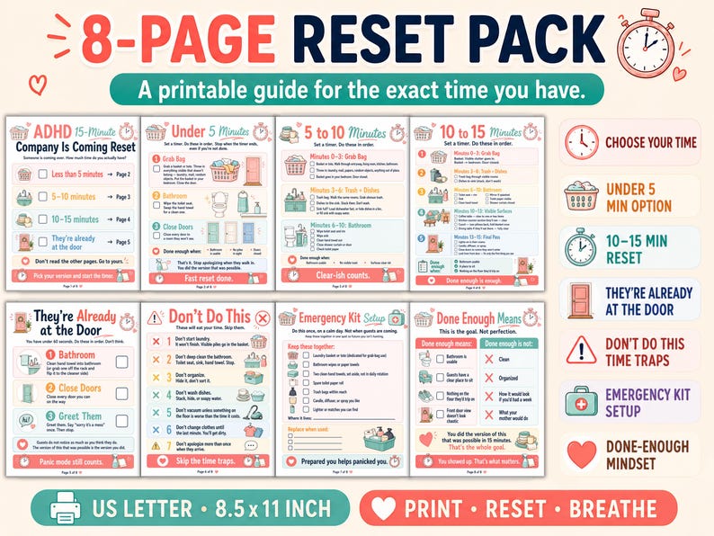 ADHD House Cleaning Checklist Printable, Speed Cleaning Guide, Surprise ...