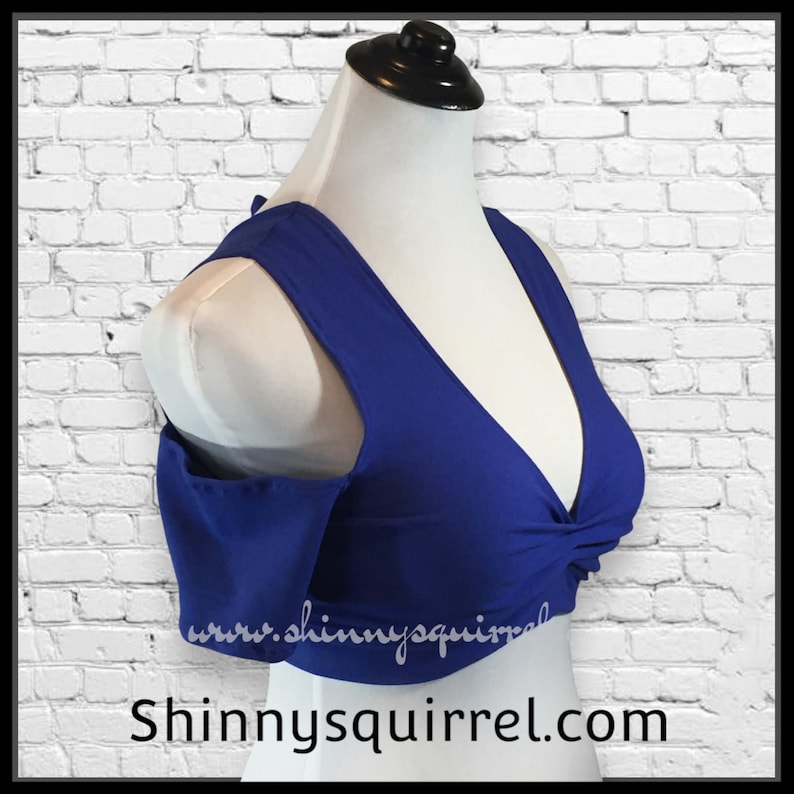Royal Blue Cotton Belly Dance Choli Top: Open Back, Fusion Tribal Style ...