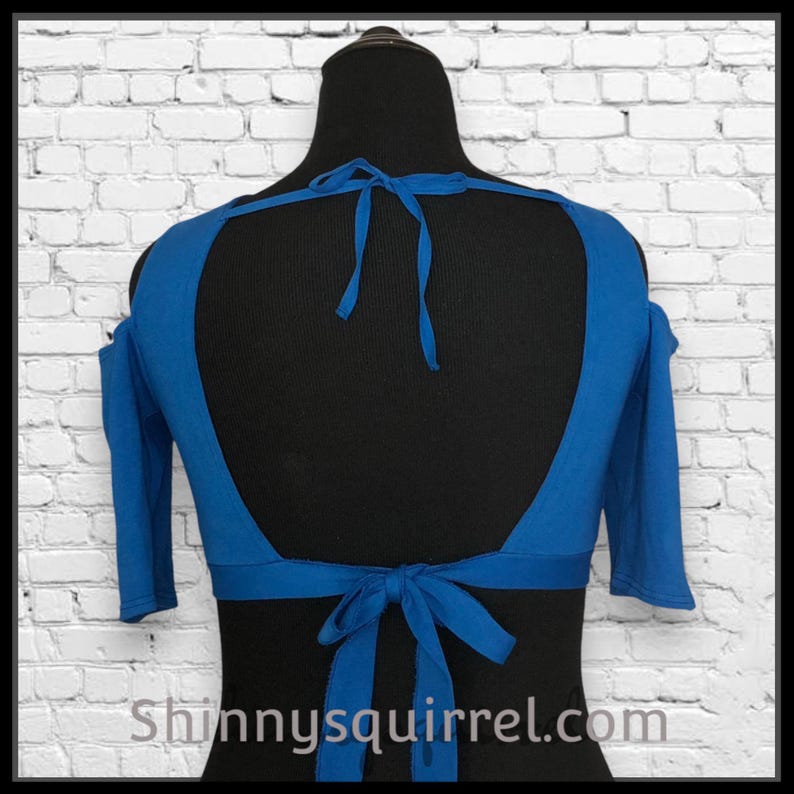 Royal Blue Cotton Belly Dance Choli Top: Open Back, Fusion Tribal Style ...