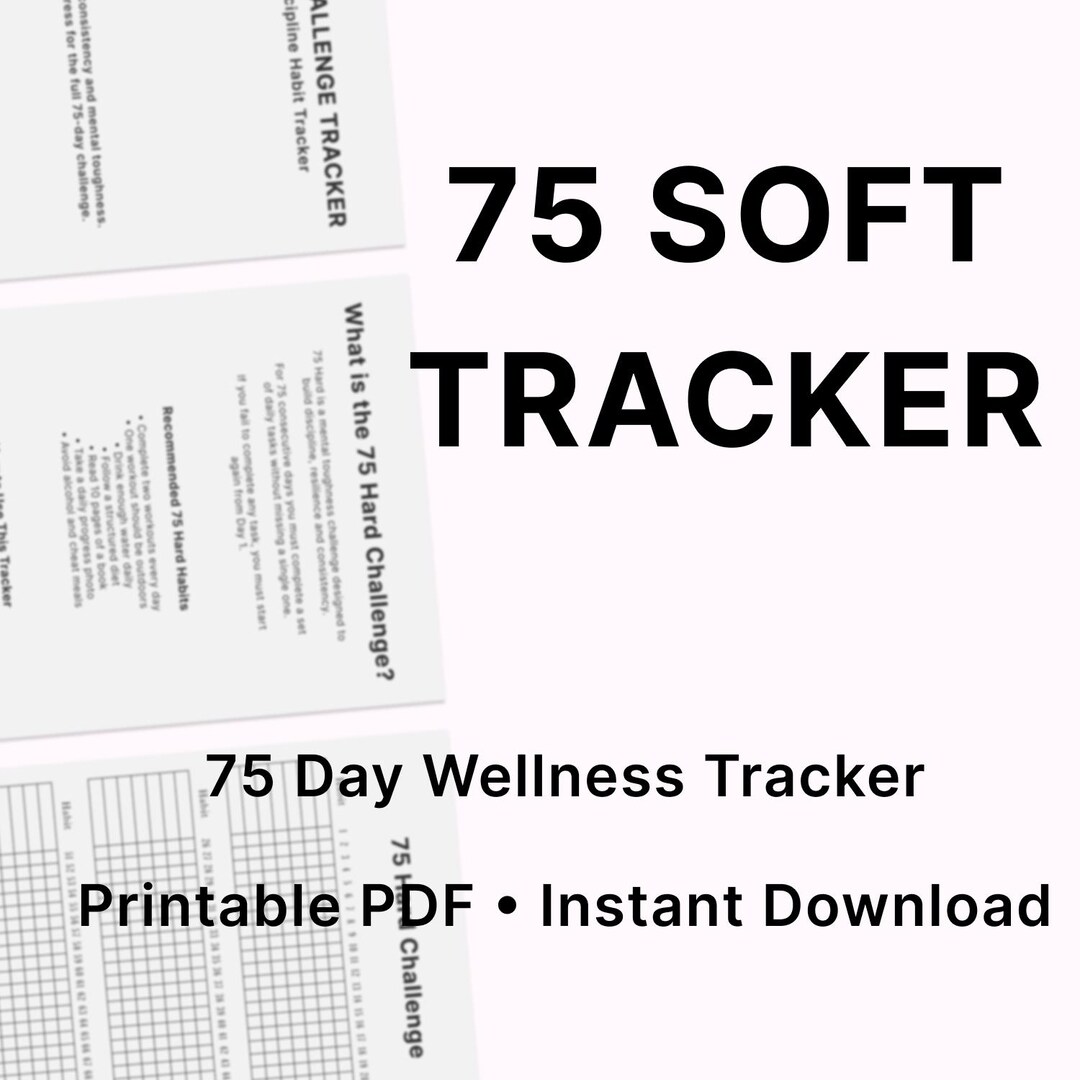 75 Soft Challenge Tracker Printable | 75 Day Wellness Habit Tracker ...