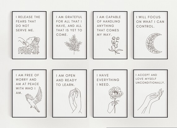 Daily Positive Affirmations / Black and White Prints / DIGITAL | Etsy