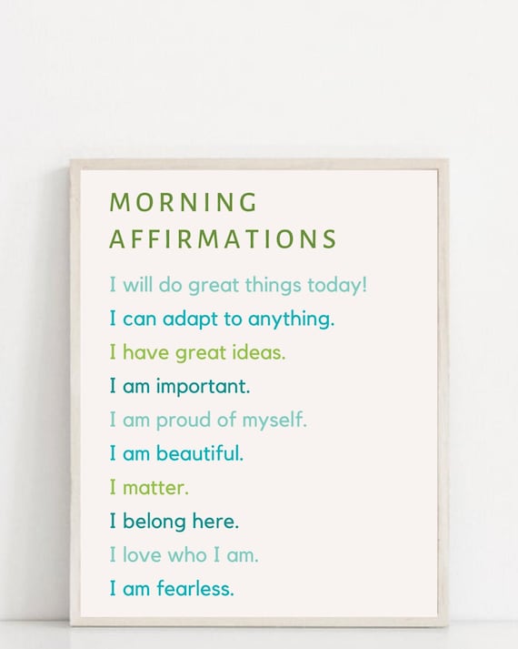 Morning Affirmations / DIGITAL DOWNLOAD / Classroom Printables - Etsy
