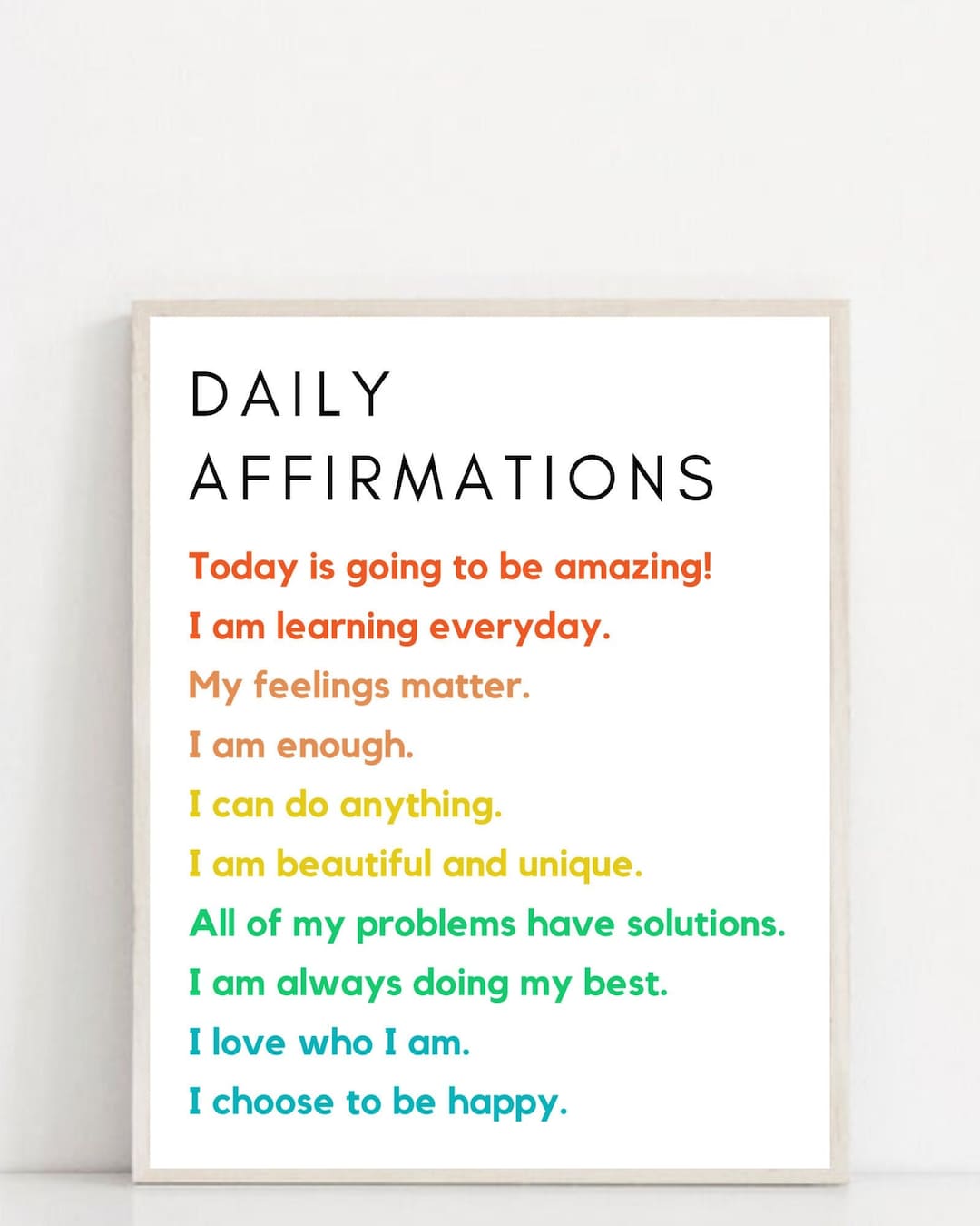 Daily Affirmations for Kids / DIGITAL DOWNLOAD / Classroom Printable ...