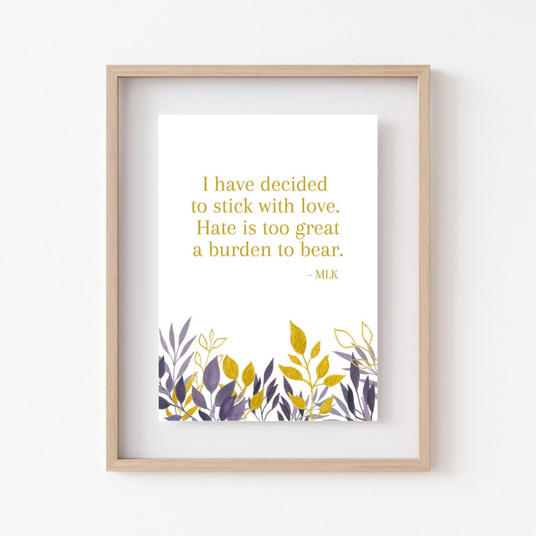MLK Love Quote With Golden Brown & Violet Plant Border, DIGITAL ...