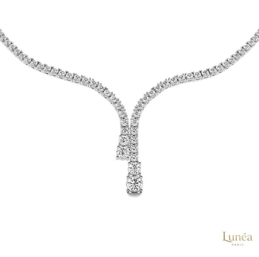 Waterfalls Halfway Diamond Necklace | Lab Grown | 14K Gold & Platinum ...