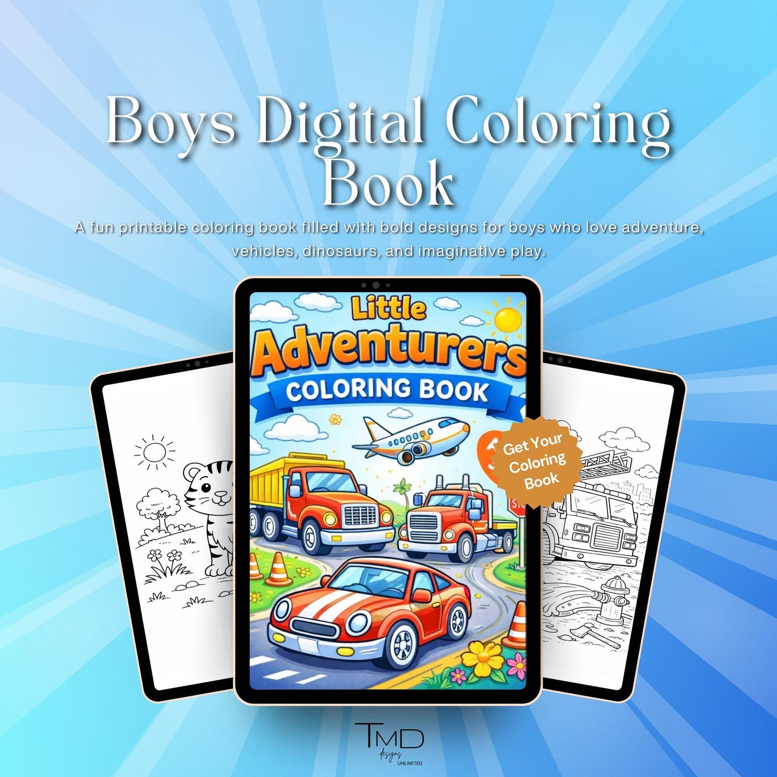 Boys Coloring Book Printable | 12 Adventure Coloring Pages for Kids ...