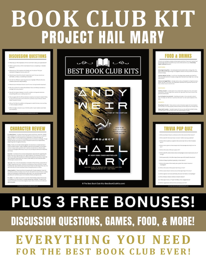 Best Book Club Kit: Project Hail Mary by Andy Weir, Printable ...