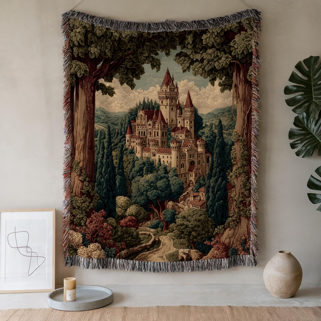 Medieval Castle Tapestry Blanket | Fantasy Velvet Plush Throw - Etsy