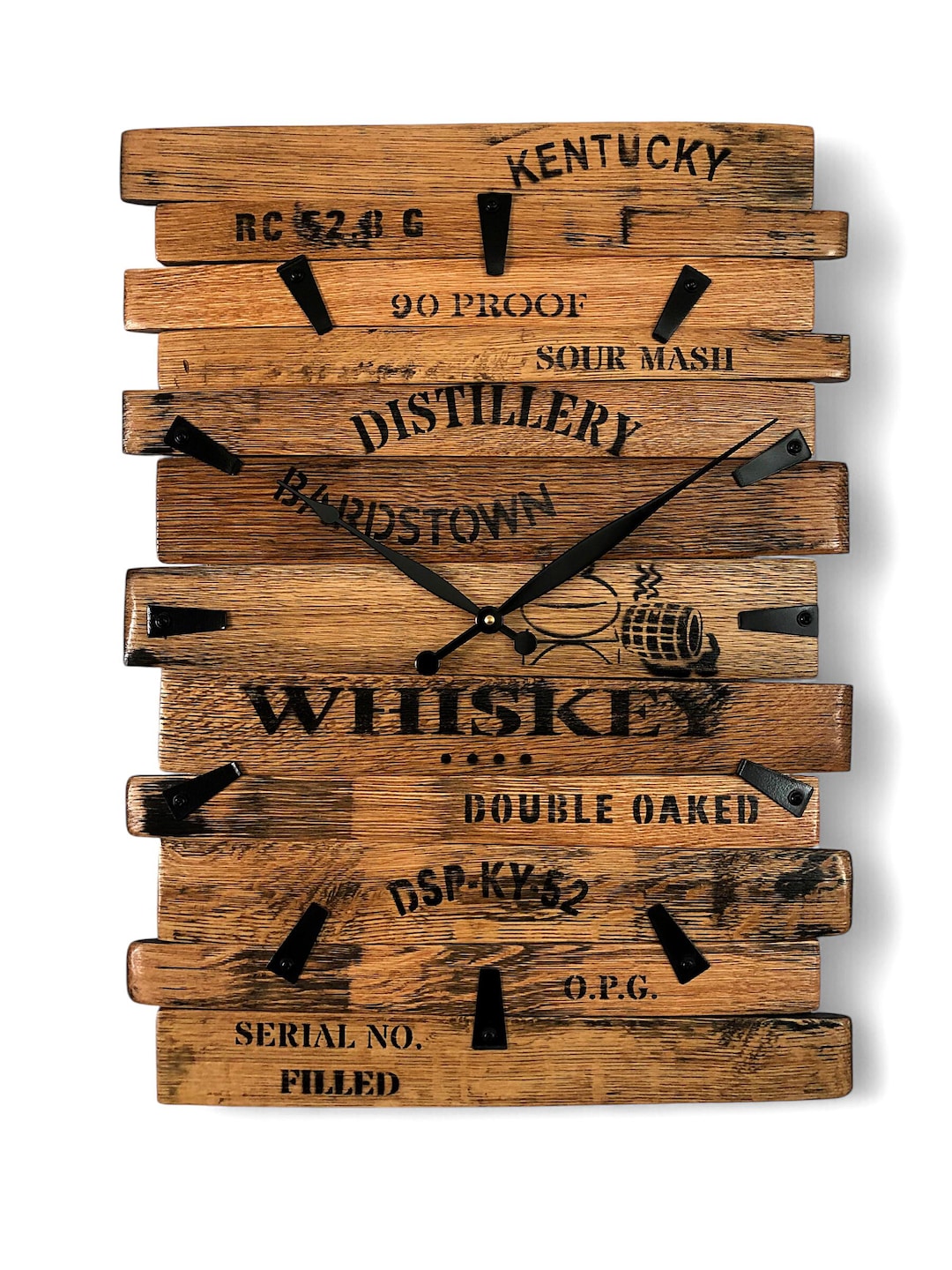 Whiskey Barrel Clock - Bourbon Barrel Wall Hanging Clocks - Kentucky ...
