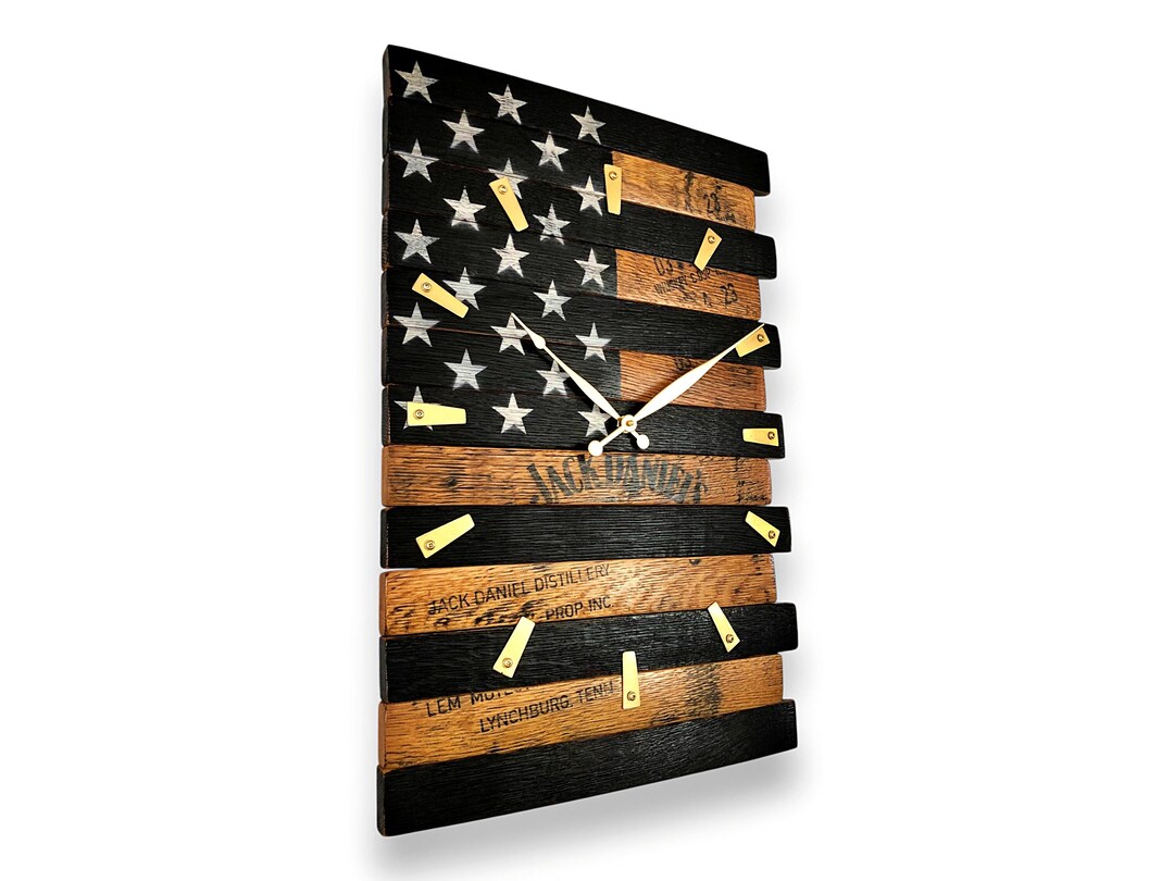 Whiskey Barrel American Flag Clock Bourbon Barrel Stars & Stripe ...