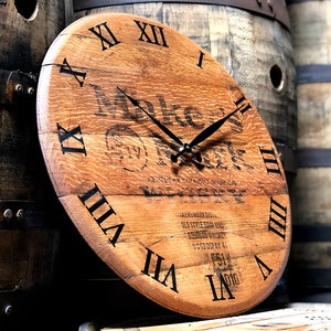 Bourbon Whiskey Barrel Wall Hanging Clock Wall Mounted Round Clocks ...