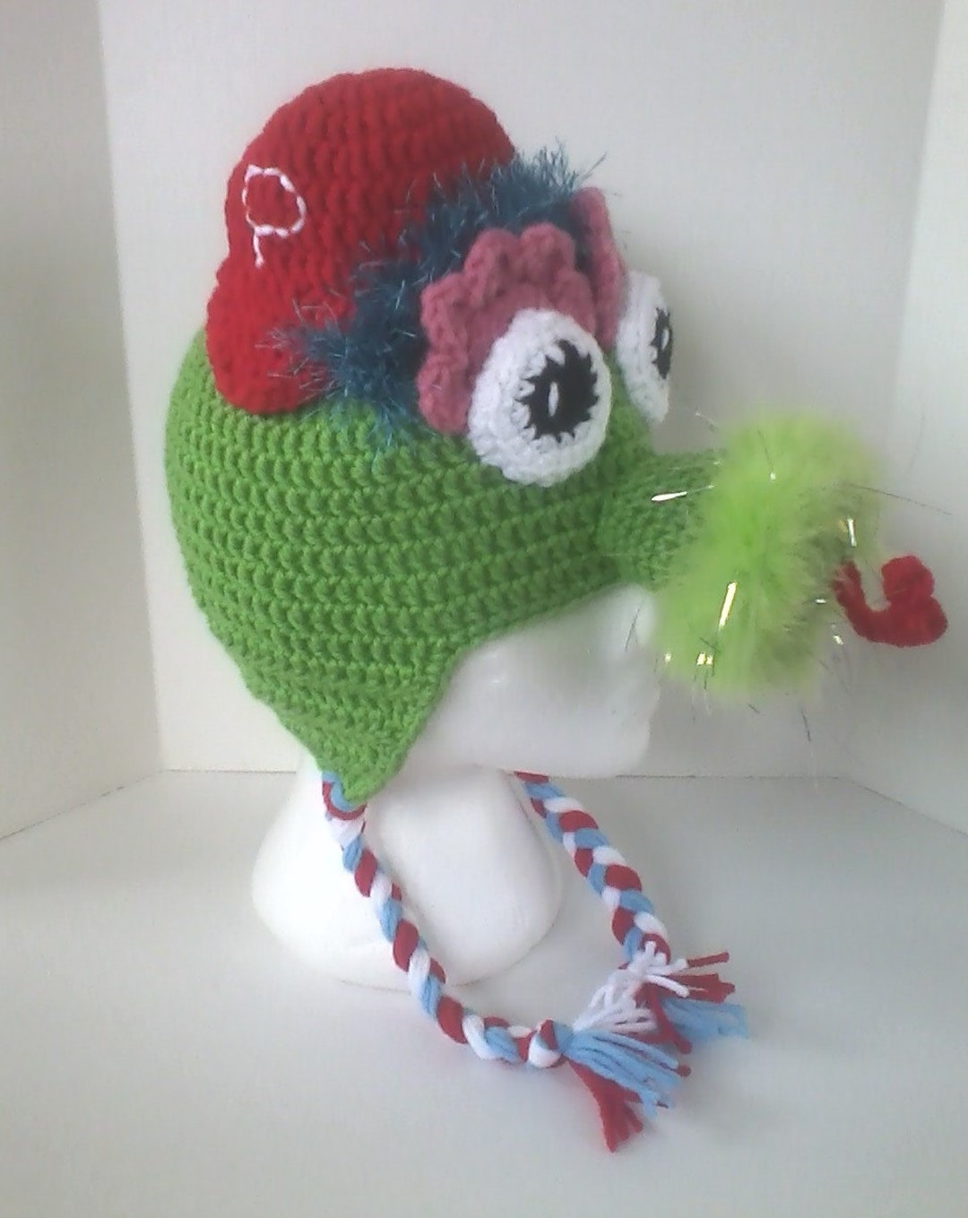 Adult Sized Phillies Phanatic Inspired Hat With Ear Flaps - Perfect for ...