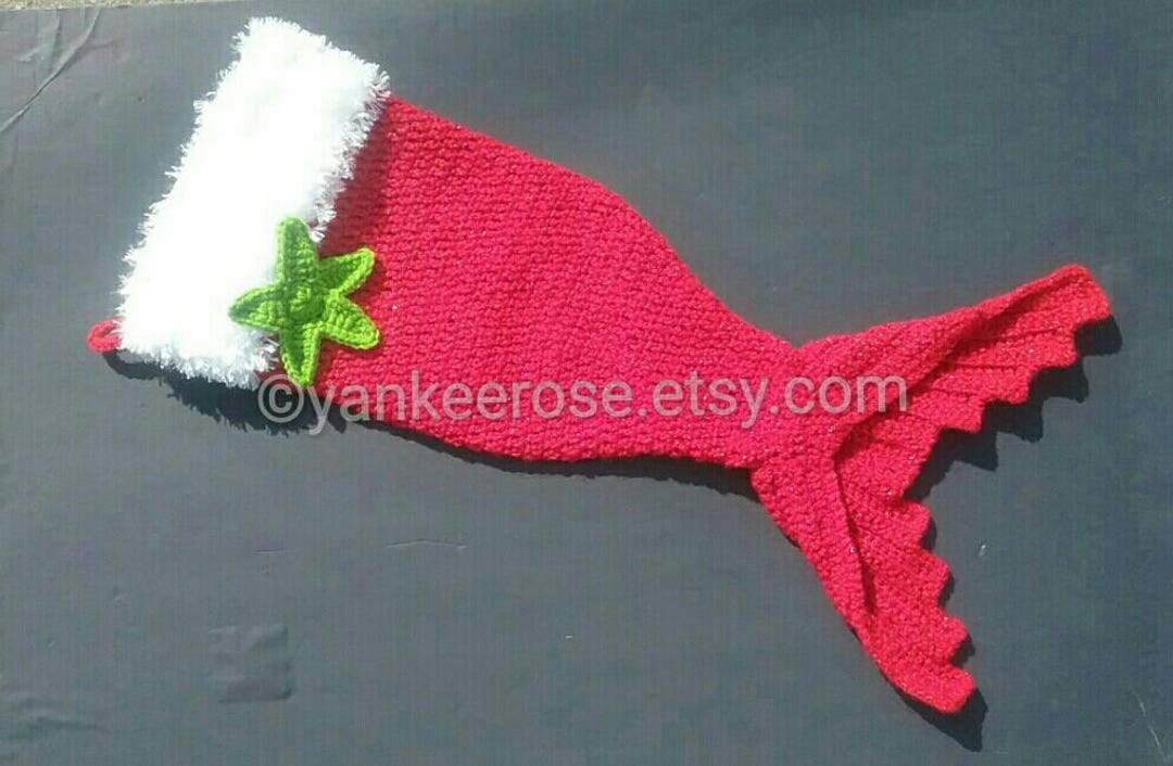 Mermaid Tail Holiday Stocking Crochet Pattern Only - Nautical Christmas ...