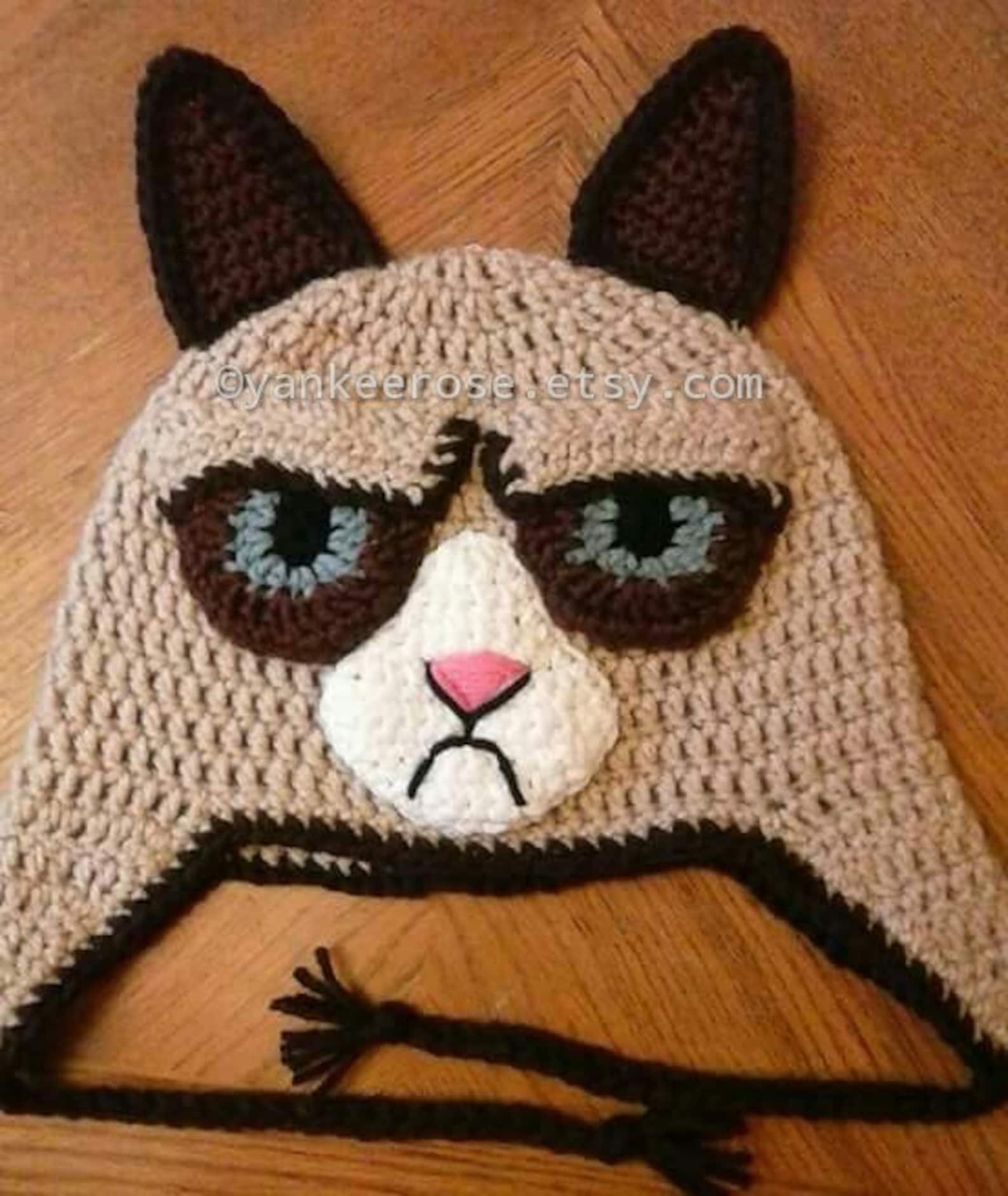 Grumpy Cat Inspired Crochet Hat Pattern in Sizes Toddler to XL Adult - Etsy