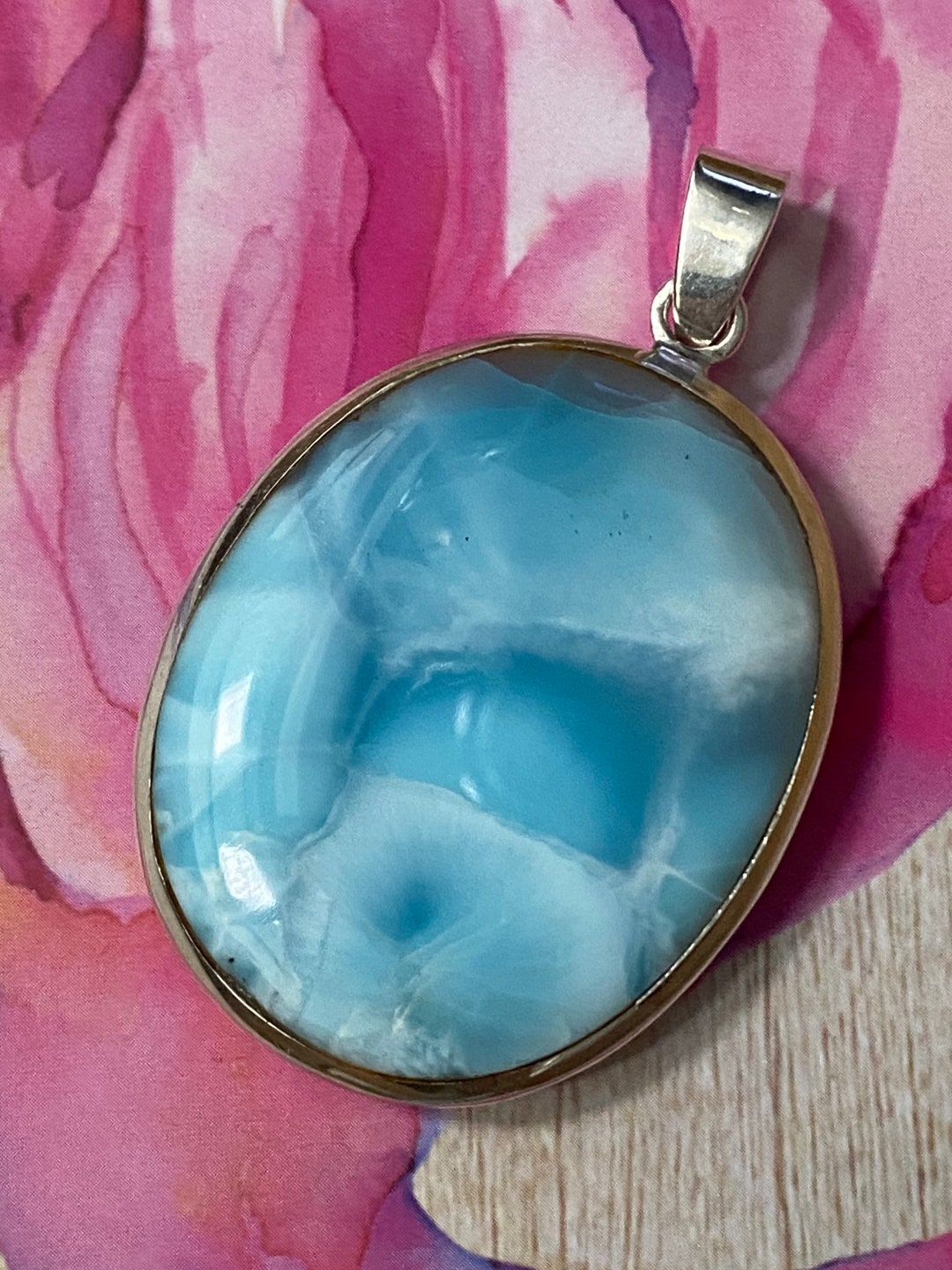 Gran Caribe Piedras Preciosas Larimar 2.31 Colgante 925 Plata de Ley ...