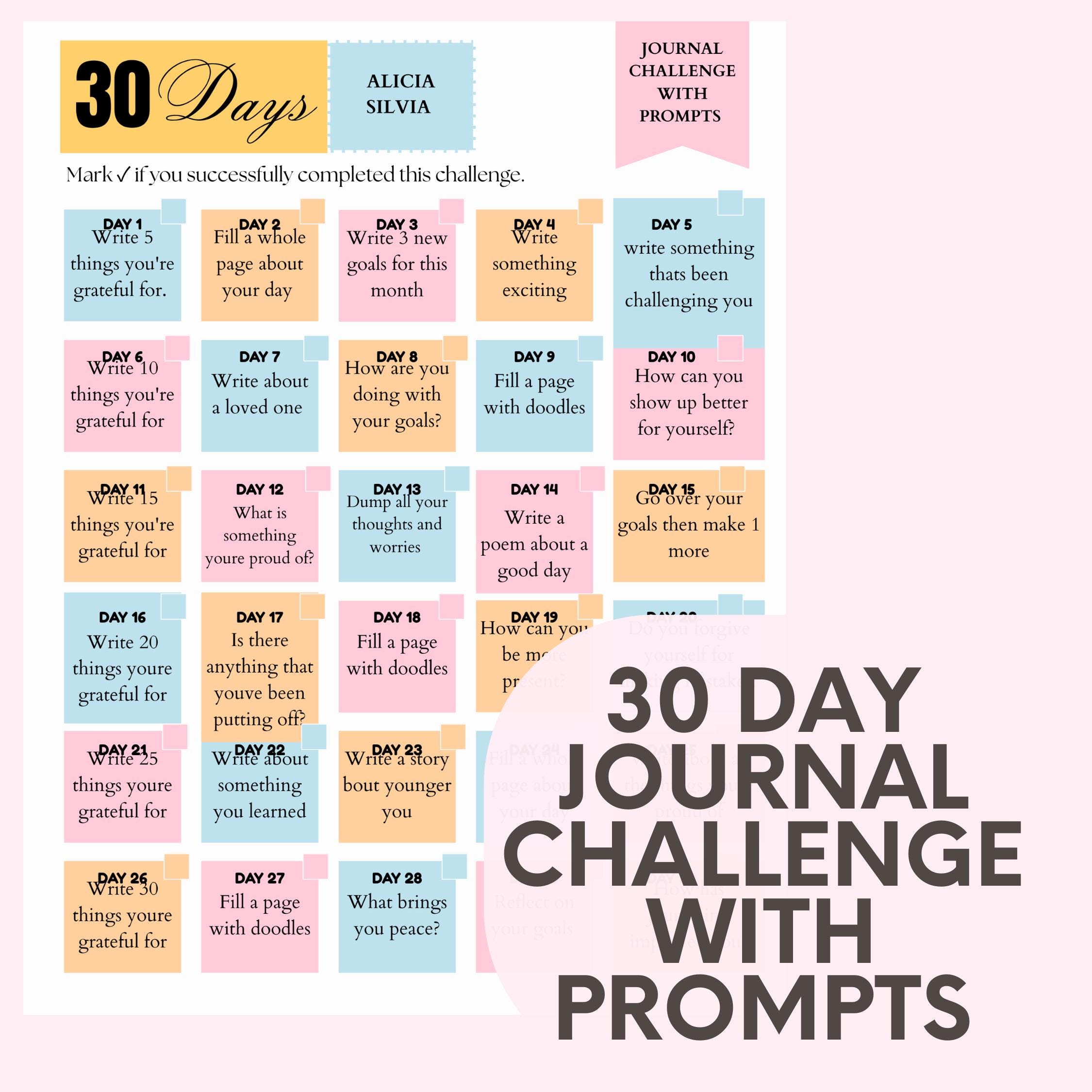 JOURNALING 30 Day CHALLENGE TEMPLATE| Monthly Digital Habit Tracking ...