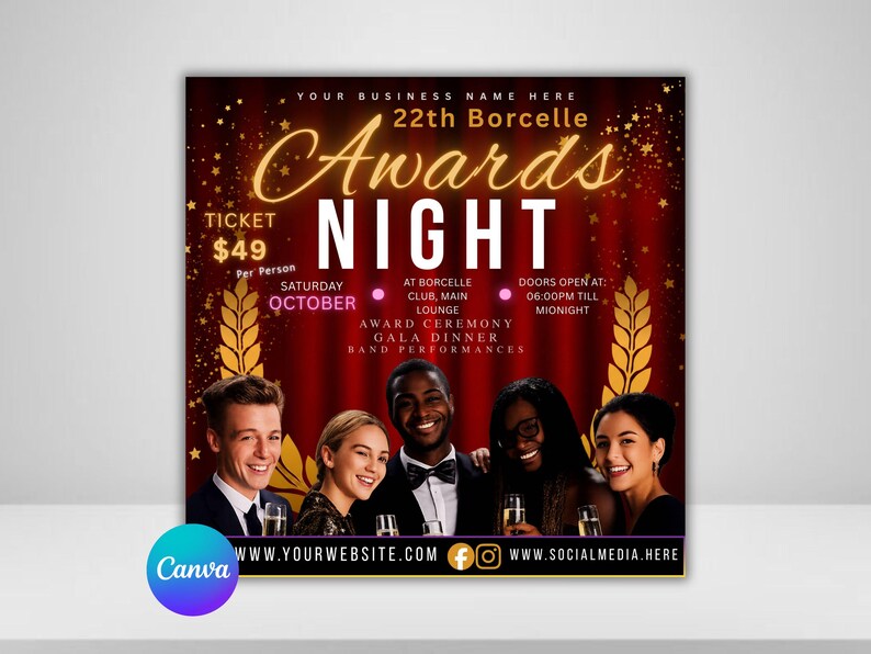 Modèle de Flyer de dîner de gala de luxe Red Gold Awards ...