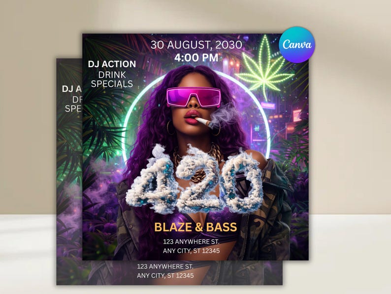 Cannabis Party Flyer Template, 420 Event Flyer, Smoke Session Club ...