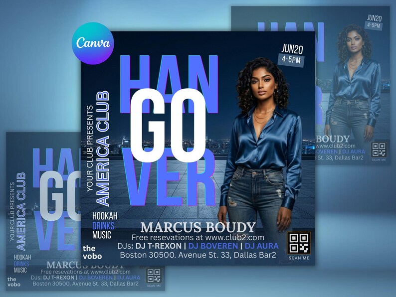 Editable Party Flyer, DJ Club Event Template, Canva Nightlife Promotion ...