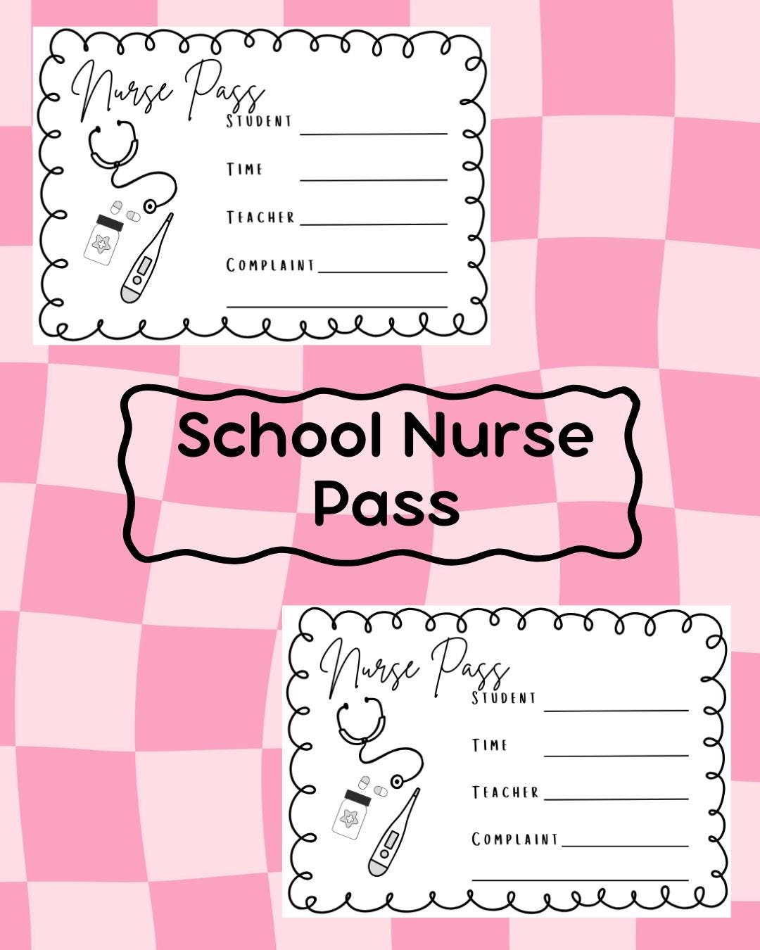 School Nurse Pass Printable | Student Clinic Hall Pass Template (PDF ...