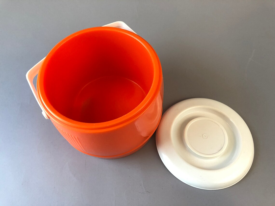 Vintage ORANGE ICE BUCKET Cooler 60s Bee Plastics Round Beer - Etsy