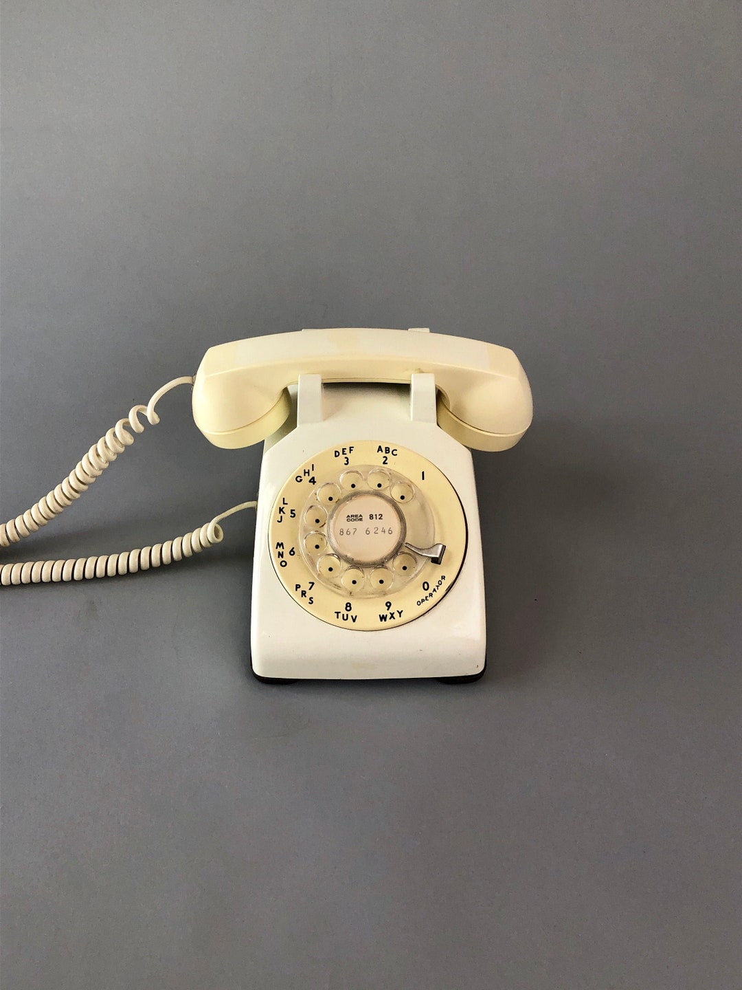 Vintage 70s White ROTARY Telephone PHONE Dial Retro Bell System Western ...